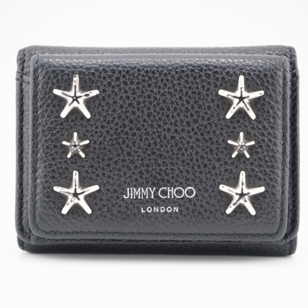Jimmy Choo/ Star Studded Trifold Wallet Black Ladies - Gem